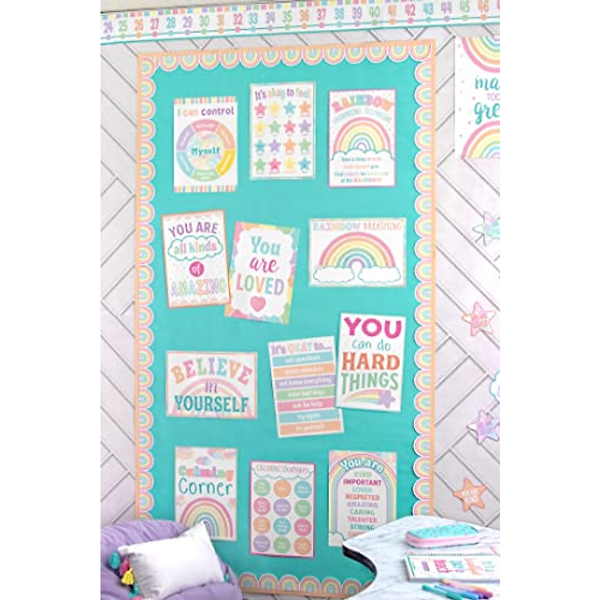 Teacher Created Resources Pastel Pop Rainbows Die-Cut Border Trim, 35 Feet