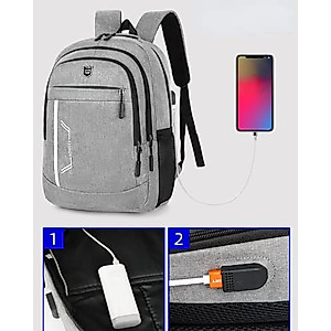 RRRWEI Laptop Backpack 15.6 Inch Slim Computer Bag,Business Travel Anti Theft Durable Backpack Usb Charging Port,For College School (black)