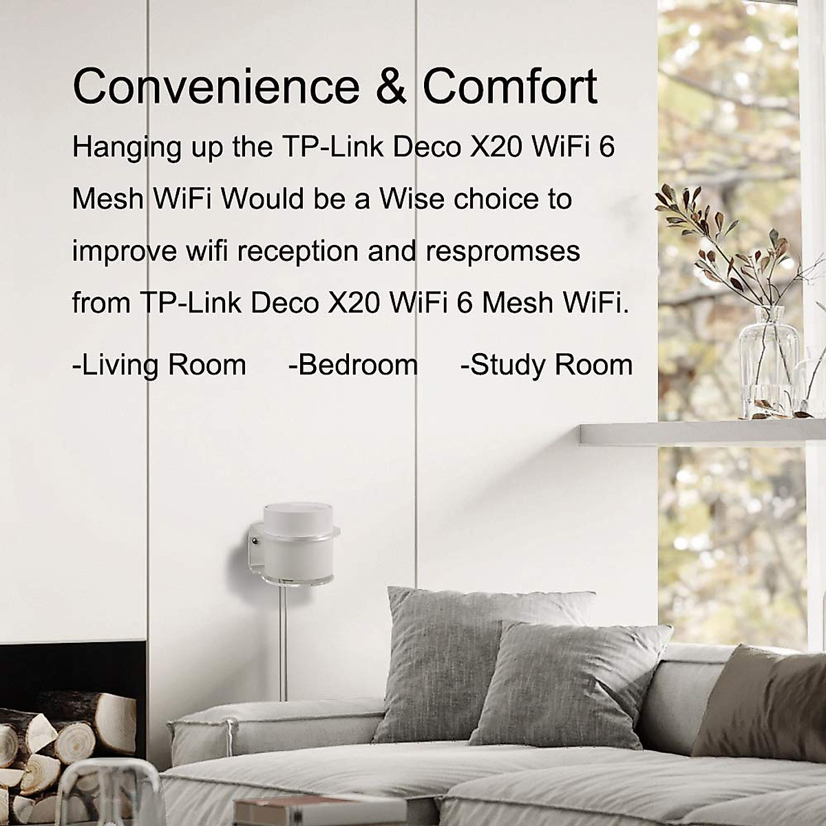 Huafly Wall Mount for Tp-Link Deco X20/X25/X60/X68/X76 WiFi 6 Mesh, Sturdy Bracket Stand Holder for Whole Home Mesh WiFi System(2 Pcs)