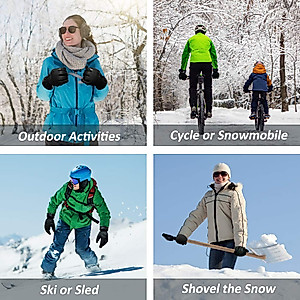 FIDESTE -40℉ Waterproof Winter Thermal Gloves - 3M Thinsulate Windproof Touch Screen Warm Gloves - for Driving Motorcycle,Cycling,Running,Outdoor Sports - for Women and Men - Black (S)