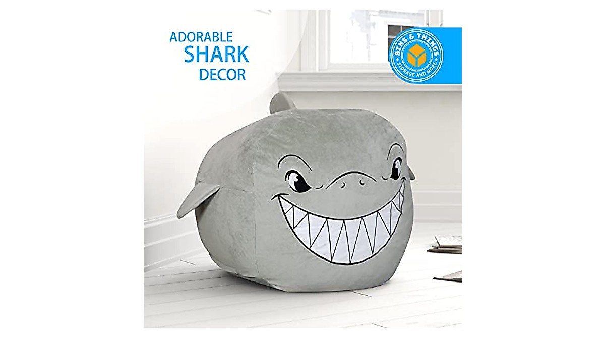 Shark Bean Bag Chair Cover for Kids - Fluffy Comfort