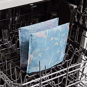 Bumkins Reusable Sandwich and Snack Bags, for Kids School Lunch and for Adults Portion, Washable Fabric, Waterproof Cloth Zip Bag, Travel Pouch, Food-Safe Storage, Large 2-pk Jungle