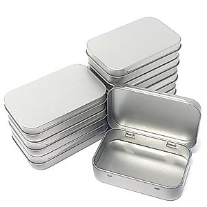 8-Pack Metal Hinged Tin Box Containers with Solid Hinged Top,Use for First Aid Kit,Survival Kits,Storage,Herbs,Pills,Crafts and More.