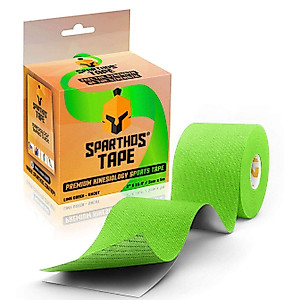 Sparthos Kinesiology Tape [Lime Green - 16.4ft Uncut Roll] x Ice Packs for Injuries [Size Medium + Cover]