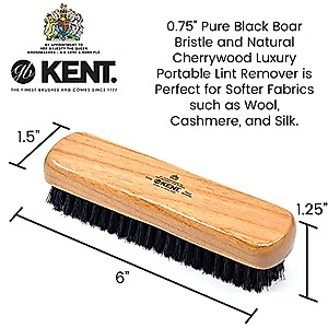 Kent CC2 Finest 100% Handcrafted Black Boar Bristle Cherrywood Clothes Brush and Travel Size Lint Remover for Cashmere, Wool, and Silk - Sweater Fuzz Remover, Suede Brush, and Lint Brush for Pet Hair