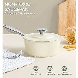 MICHELANGELO Sauce Pan with Lid, Nonstick Ceramic Saucepans Set, 1.5Qt & 3Qt Sauce Pan Sets with Stainless Steel Handle, Non-Toxic, Induction Compatible, Oven Safe