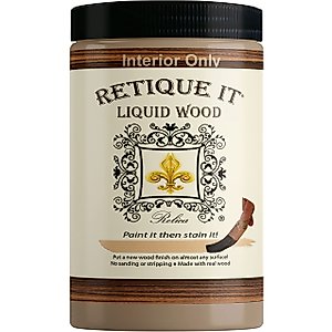 Retique It - Liquid Wood Coatings - Stainable Primer - Paint It then Stain it (32 oz, 1 Light Wood)