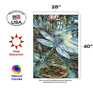 Toland Home Garden 1012328 Dragonfly and Pond Dragonfly Flag 28x40 Inch Double Sided for Outdoor Lilypad House Yard Decoration