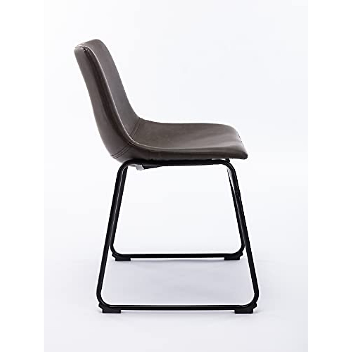 2 Pcs Dining Chairs Armless Accent Chairs PU Leather Bar Stools Indoor/Outdoor Kitchen Dining Room Chairs Modern Barstools with Metal Legs Upholstered, Home Office Kitchen Island Chair, Brown