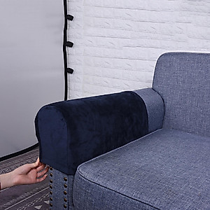 ZHOUZHOU Stretch Velvet Sofa Armrest Covers Anti-Slip Chair Arm Covers, Sofas Arm Slipcovers Soft Recliner Armrest Protector Armchair Covers for Chair Couch 2pcs, Gray