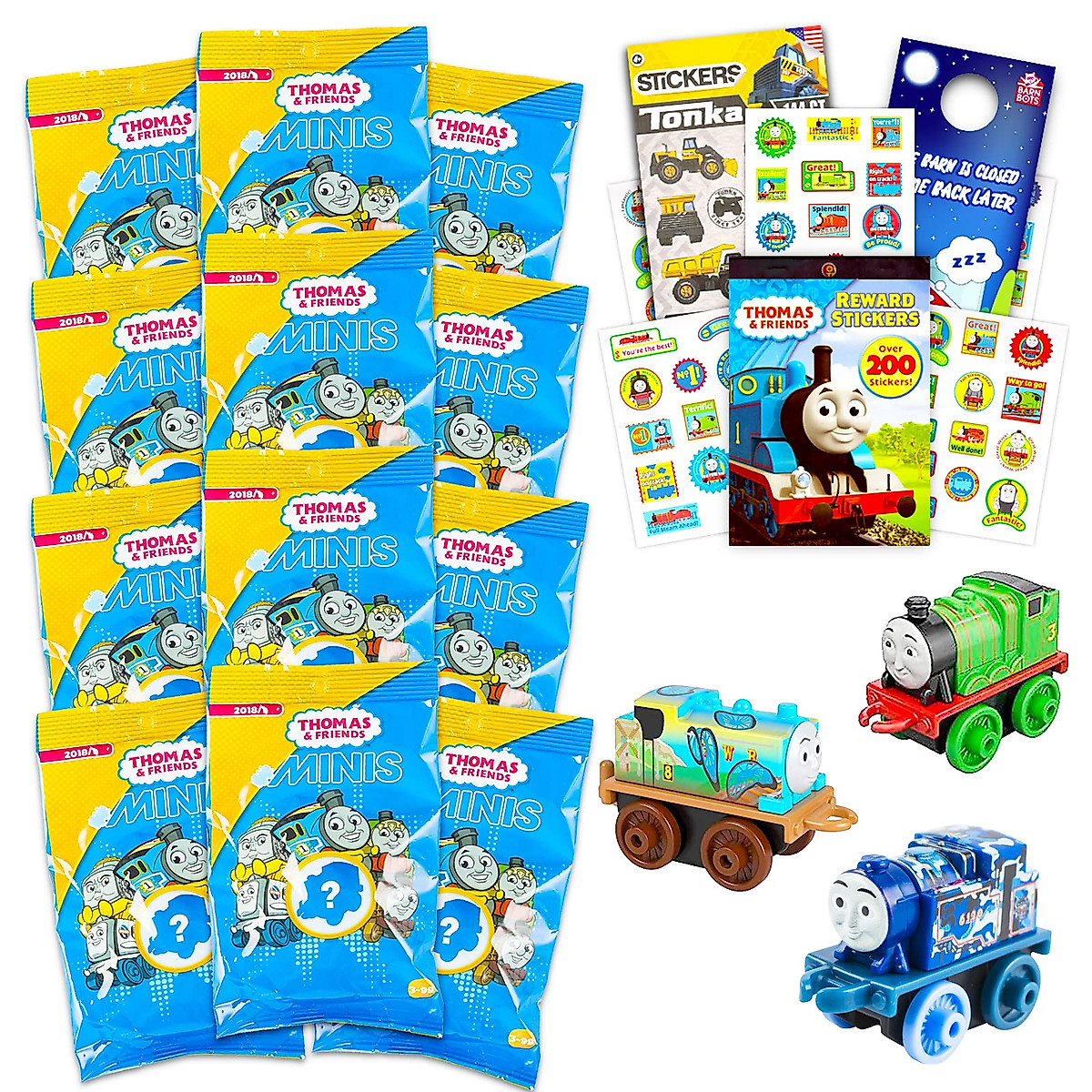 Fisher-Price Thomas & Friends Minis Blind Bags Gift Set - 12 Pack Blind Bags with Stickers and More (Thomas The Train Party Bundle)