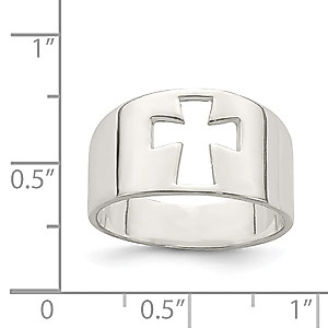 Diamond2Deal 925 Sterling Silver Cross Cutout Ring Size 7 Fine Jewelry for Women