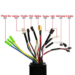 SPYMINNPOO Electric Bike Controller Kit,24V 36V 48V 26A 3 Mode Bicycle Scooter 500W 750W Motor Controller with GD06 Display Power Assist Sensor Thumb Throttle