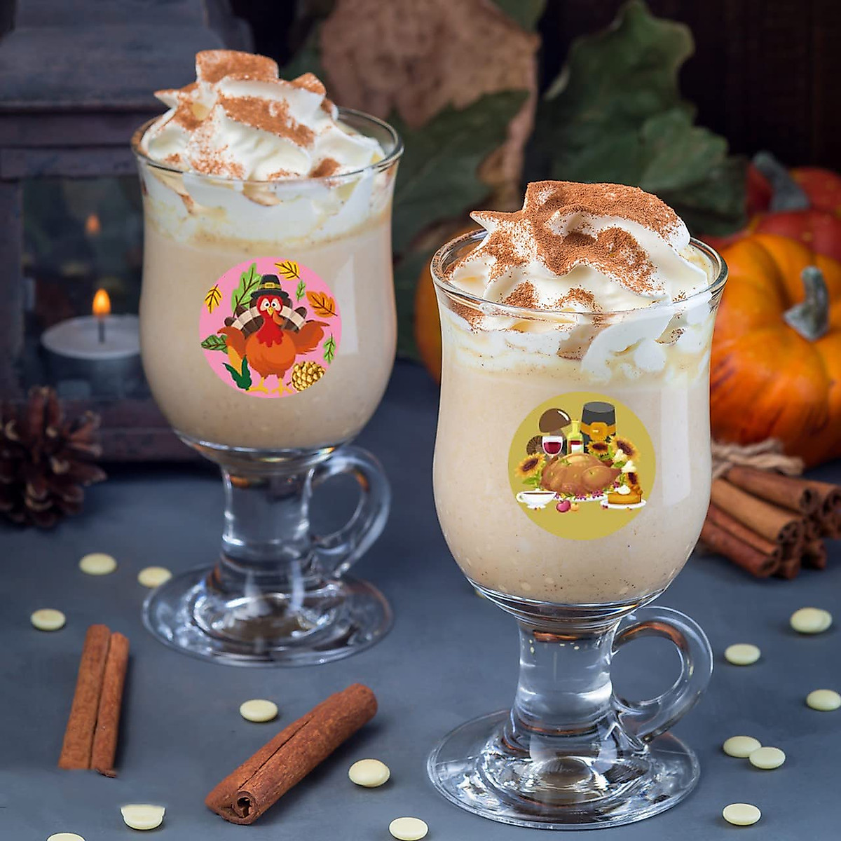 Thanksgiving Turkey Gift Stickers Round Envelope Seal Label Stickers Self-Adhesive Pumpkin Happy Thanksgiving Day Stickers for Card Candy Bag Box Decoration Party Favors Class Rewards 96 Pieces