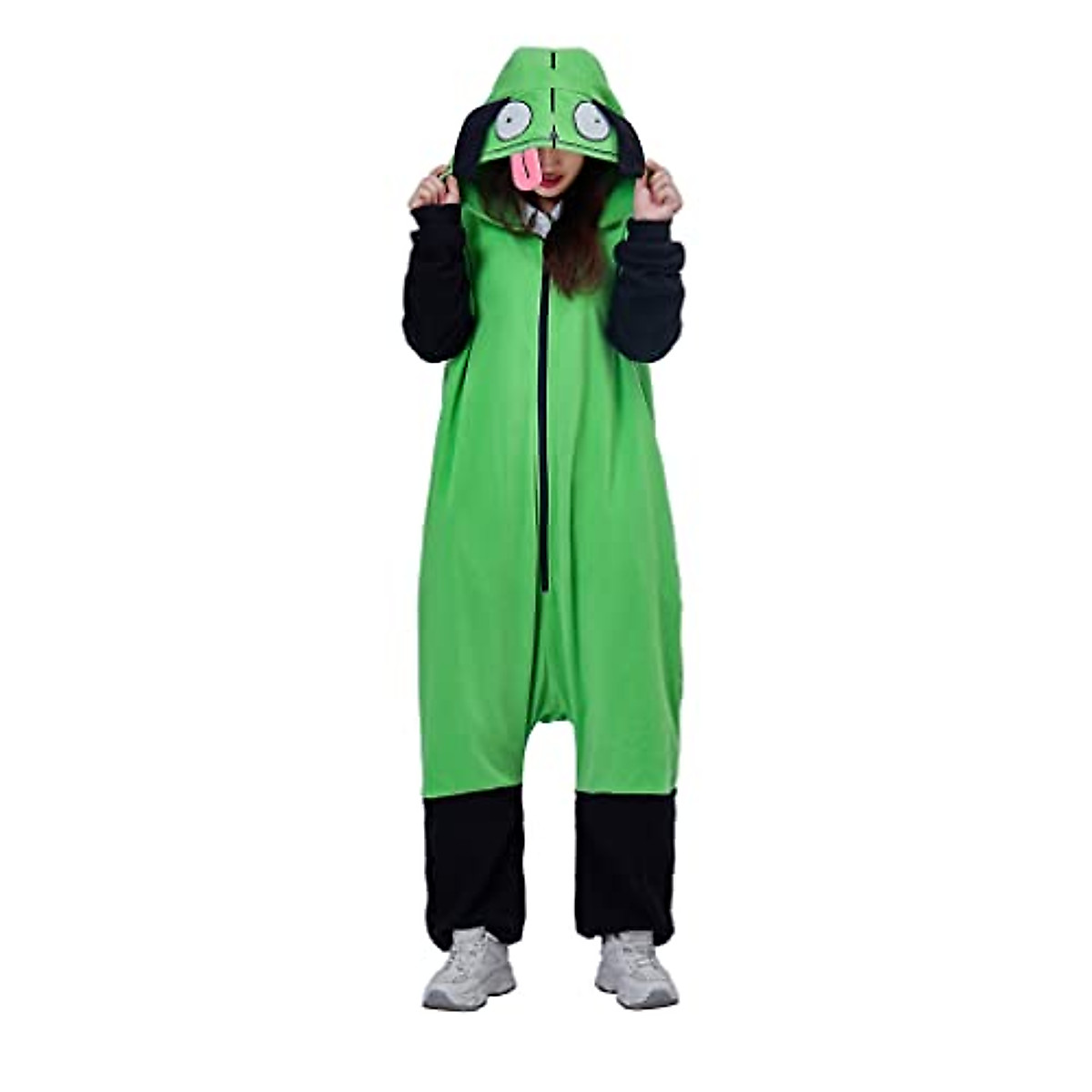 Anime Onesie Adult One Piece Pajamas Homewear Cosplay Costume Animal Sleepwear Hoodie Jumpsuit Outfit for Women Men (XL) Green