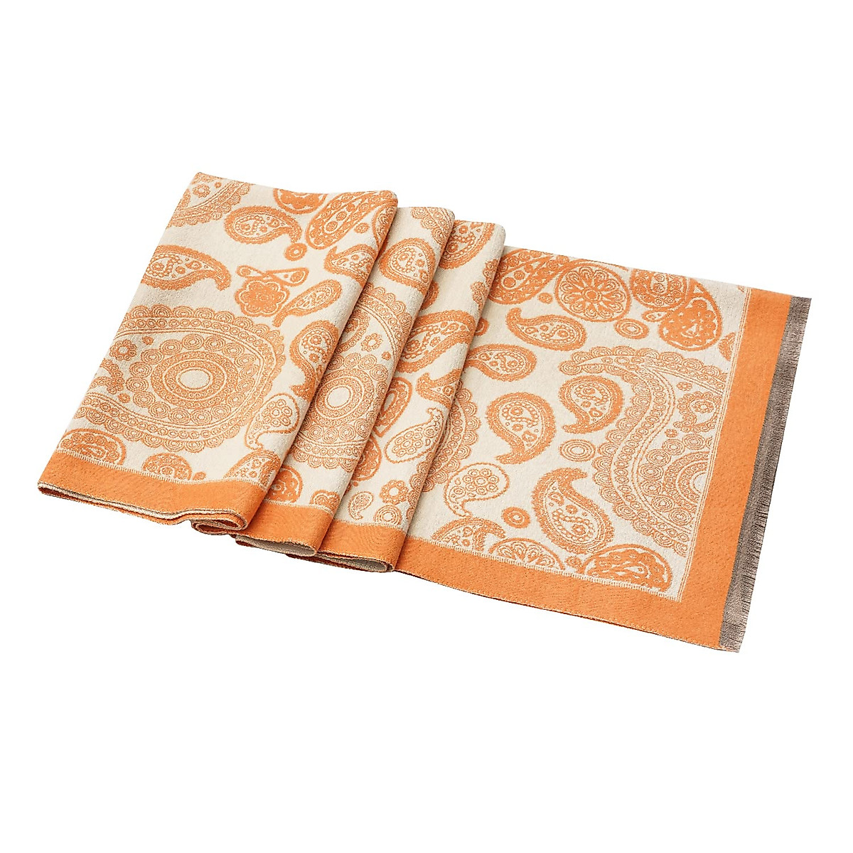 VANLINKER Soft Cashmere Feel Paisley Winter Scarf Womens Pashmina Shawls Wraps Warm Long Large Light Scarves Vintage Cozy Ethnic Poncho Orange Beige 180 * 65cm