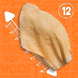 JollyBarks White Cow Ears for Dogs, Rawhide Free Dog Chews Long Lasting Dog Treats for Medium Dogs, Healthy Dog Treats for Large Dog | Cow Ear Dog Chew Treats All Natural Dog Treats Small Dogs (12 Pk)