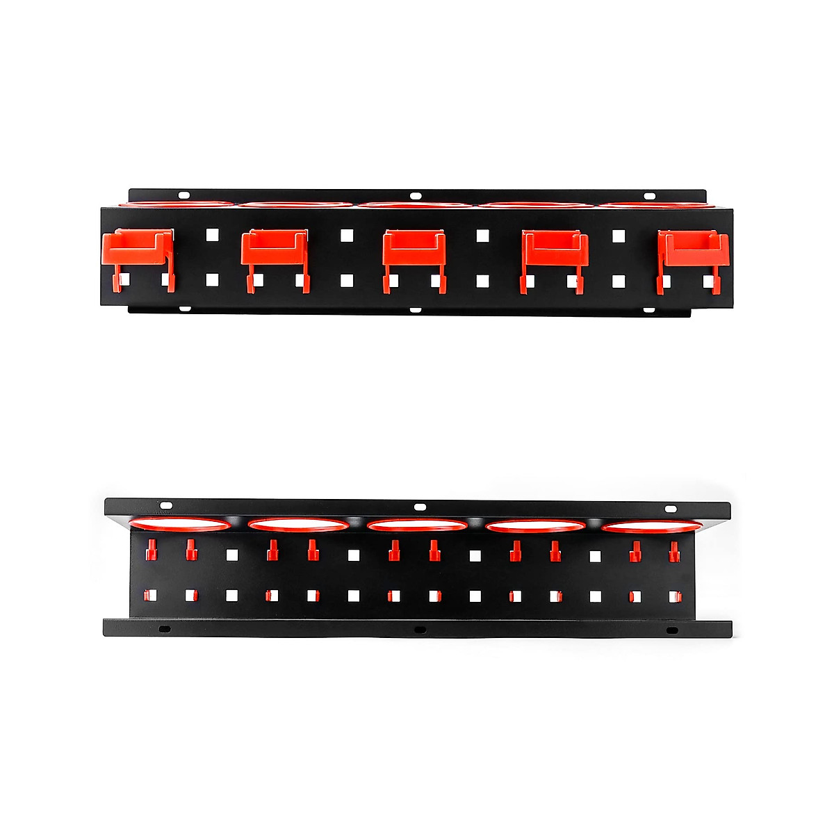 QWORK Wall-mounted Spray Bottle Holder, 2 Pack Aerosol Can Rack Organizer - 5 Holes and 5 Plastic Hooks Included for Tidying Up Your Cleaning and Detailing Tools