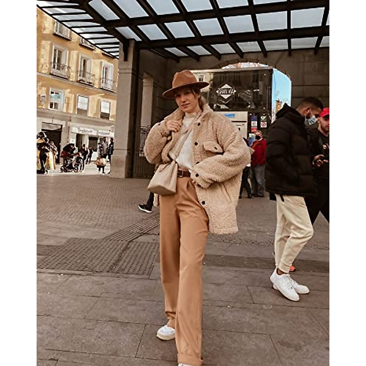 TIJN Crossbody Handbag for Women Top-Handle Leather Fashion Mini Tote Shoulder Bag Medium Size Retro Bucket Bag.cream (Guna)