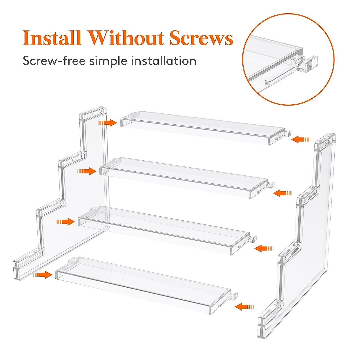 Lifewit 4 Tier Clear Display Risers Stand, Plastic Organizers for Figures, Cupcake, Perfume, Dessert, Desktop Display Stand for Organize and Decoration