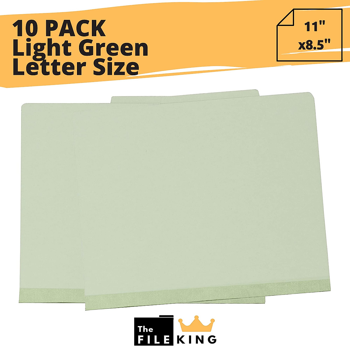 The File King Classification Folders 2 Dividers Letter Size - Light Green, 10 Pack | Pressboard Classification Folder | 2-Inch Expansion | Made in USA | Medical File Folders with Dividers and Prongs