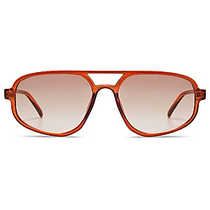 SOJOS Aviator Sunglasses for Women & Men, Retro, Double Bridge, Trendy lightweight, 90s Shades (SJ2247, Brown Transparent Brown)