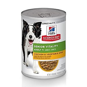 Hill's Science Diet Senior Vitality, Senior Adult 7+, Senior Premium Nutrition, Wet Dog Food, Chicken & Vegetables Stew, 12.5 oz Can, Case of 12
