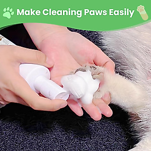 Tinioey Foaming Paw Cleaner for Dogs and Cats (6.8 oz) | No-Rinse Dandelion Cleanser with Brush and Absorbent Towel (Fragrance Free)