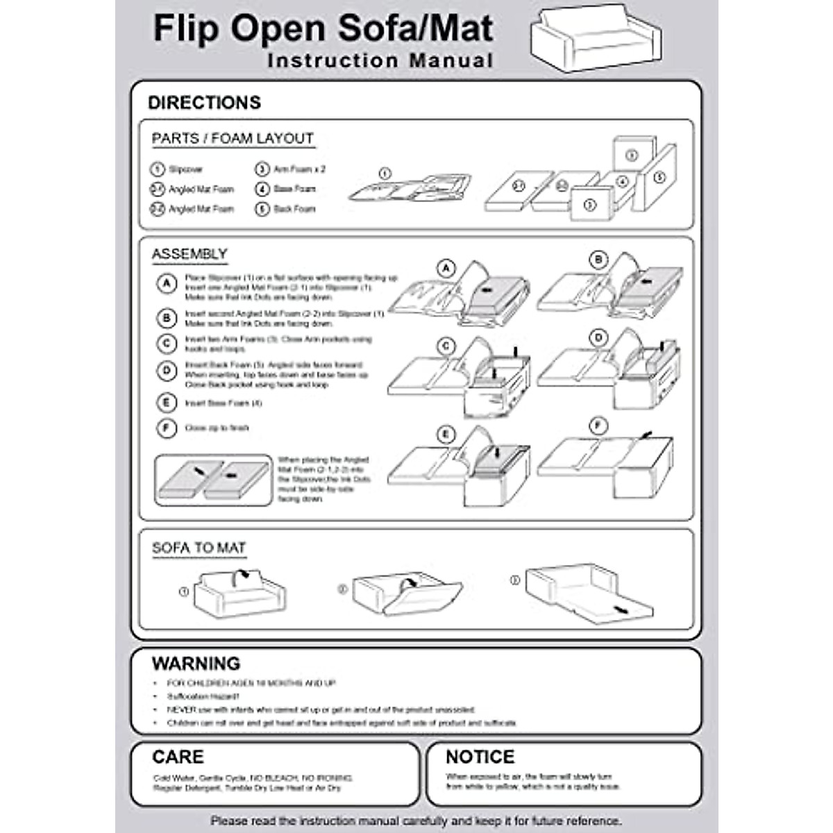 Truwelby Kids Sofa, Children's 2 in 1 Convertible Sofa to Lounger - Extra Soft Flip Open Chair & Sleeper, Cute Dinosaur Print Toddler Chair Kids Couch for Kids Girls Boys