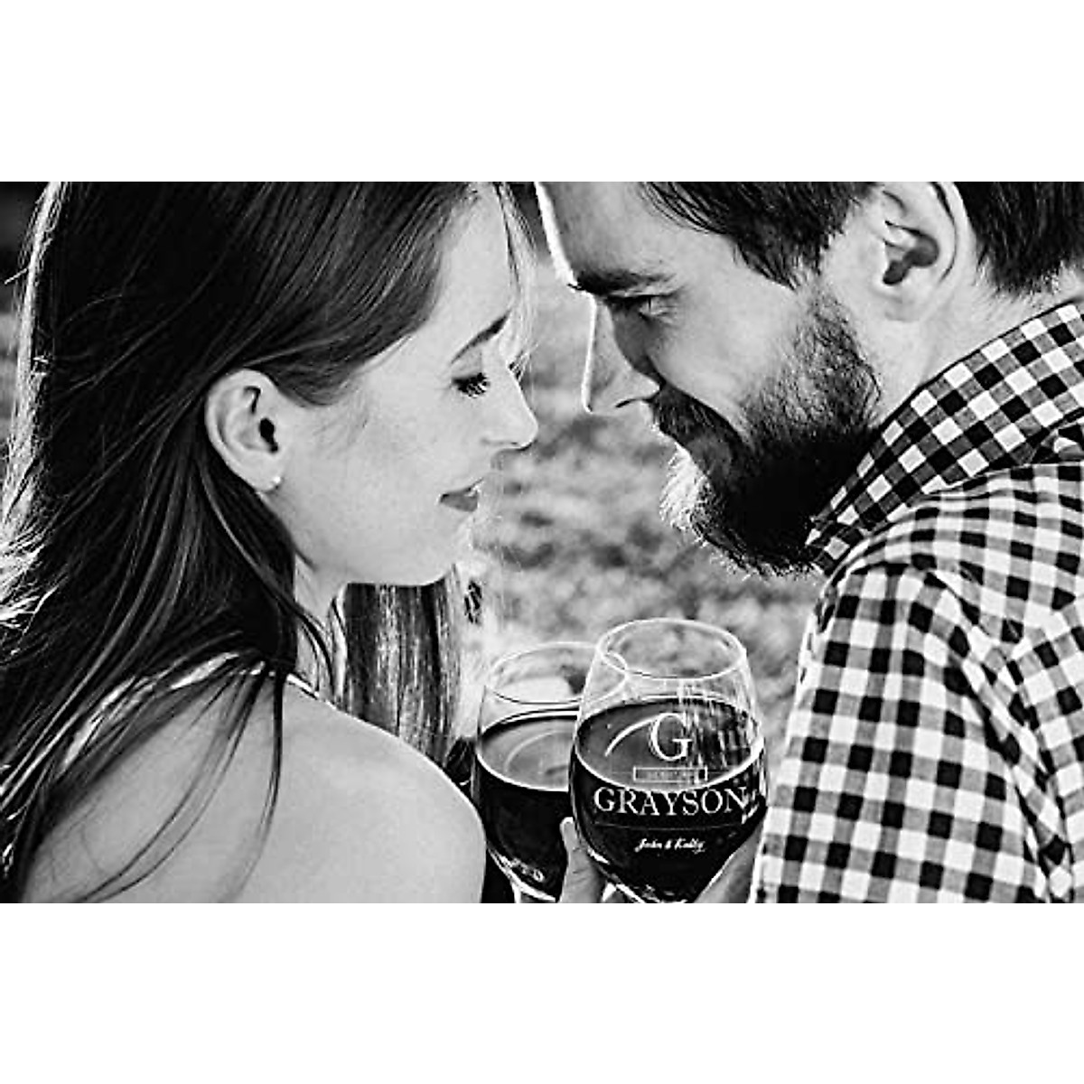 Personalized Wedding Wine Glass, Premium 21oz Stemless Wine Glass Laser Engraved with your Wedding or Anniversary Information! Customized Gifts for Women Anniversary Gifts or Couples Gifts