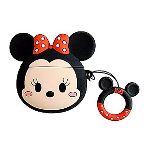 Airpods Case, 3D Cute Cartoon Airpods Cover Minnie Mouse Soft Silicone Rechargeable Headphone Cases,AirPods Case Protective Silicone Cover and Skin for Apple Airpods 1/2 Charging Case (Minine)