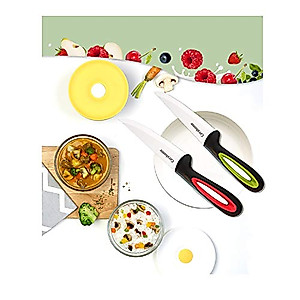 Cerahome Ceramic knife Super Sharp 4-inch Utility Knife Fruit Paring Knife Set with Sheath, Kitchen knives Sets for Cutting Boneless meats, Sashimi, Fruits and Vegetables (Red+Green)
