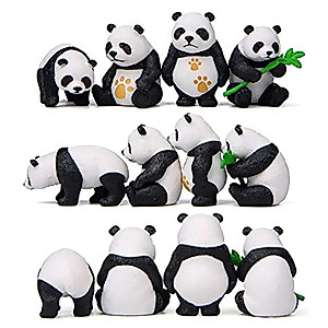 Danmu 4 Pack Resin Mini Panda Figurines, Miniature Figurines, Fairy Garden Accessories, Fairy Garden Supplies, Fairy Garden Animals for Fairy Garden, Plant Pots, Bonsai Craft Decor Size L