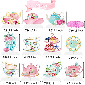 Tea Party Honeycomb Centerpieces Princess Tea Party Decorations Teapot Table Decorations 11Pcs Flroal Tea Birthday Party Table Centerpieces for Baby Shower Party Mother's Day Tea Party Supplies