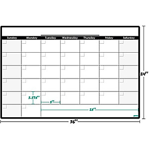Everase Re-Stic Dry Erase Self-Adhesive Peel & Stick Surface Monthly Calendar | Wall Planner (24 x 36 in.) FREE Marker & Cloth | Organizer, Walls, Doors, Offices | Premium Quality Removable Surface
