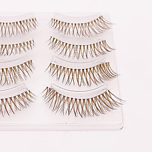 ORD Natural Brown False Lashes 3D Light Medium Brown Color Eyelashes Reusable Lightweight Comfortable Short Wispies Eye Makeup 4 Pairs Lash Value Pack (Brown), 4 Pair (Pack of 1)