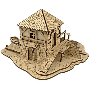 TowerRex Wooden Laser Cut Watermill DND Terrain Buildings - DND Accessories for Dungeons & Dragons, Pathfinder, Warhammer, Tabletop Battle map, Wargaming Terrain, RPG Scenery for 32mm, 28mm miniatures