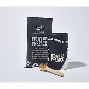 FRONT OF THE PACK The One Dog Food Supplement Powder - Allergy and Itch Relief, Digestive Support, Brain Support & Joint Booster with Glucosamine Chondroitin for Dogs