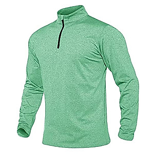MAGCOMSEN Men's Quarter Zip Pullover Golf Long Sleeve Shirt Workout Training Shirts Exercise Sweatshirts Mint Green,XL