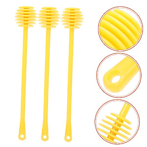 ORFOFE 6pcs Honey Extractor Honey Mixing Stirrer Honey Drizzle Stick Honey Stirring Stick Honey Mixing Sticks Honey Dipper Honeycomb Stick Honey Comb Wand Honey Bee Abs Yellow re-usable