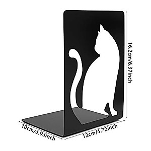 Unique Hollow Out Design Cat Bookends Student Book Ends Metal Office Desk School Library Decoration Bookshelf Book Organizer for Christmas Birthday Gift