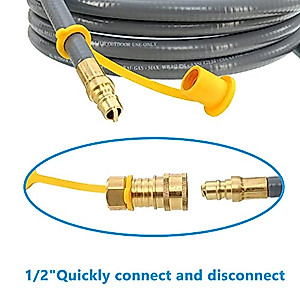 GGC 24 Feet 3/8 inch ID Natural Gas Hose with Quick Connect Fittings Assembly for Low Pressure Appliance -3/8 Female Pipe Thread x 3/8 Male Flare Quick Disconnect - CSA Certified