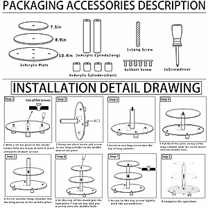 3 Tier Cake Stands, Bhbuy Transparent Round Acrylic Macaron Multifunction Display Cupcake Stands for Wedding Christmas Birthday Party Bakery Decor