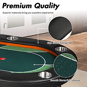 DC DICLASSE Folding Poker Table for 8 Player, Card Table with Cup Holder,Casino Leisure Table Top Texas Hold 'Em Poker Table for Blackjack Board Game,Green Speed Felt