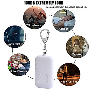 Safesound Personal Alarm - 130dB USB Rechargeable Self Defense Keychain Siren Security Personal Protection Devices with Emergency Mini LED Light for Women Girls Kids and Elderly (White)