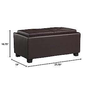 Christopher Knight Home Maxwell Bonded Leather Double Tray Ottoman, Brown