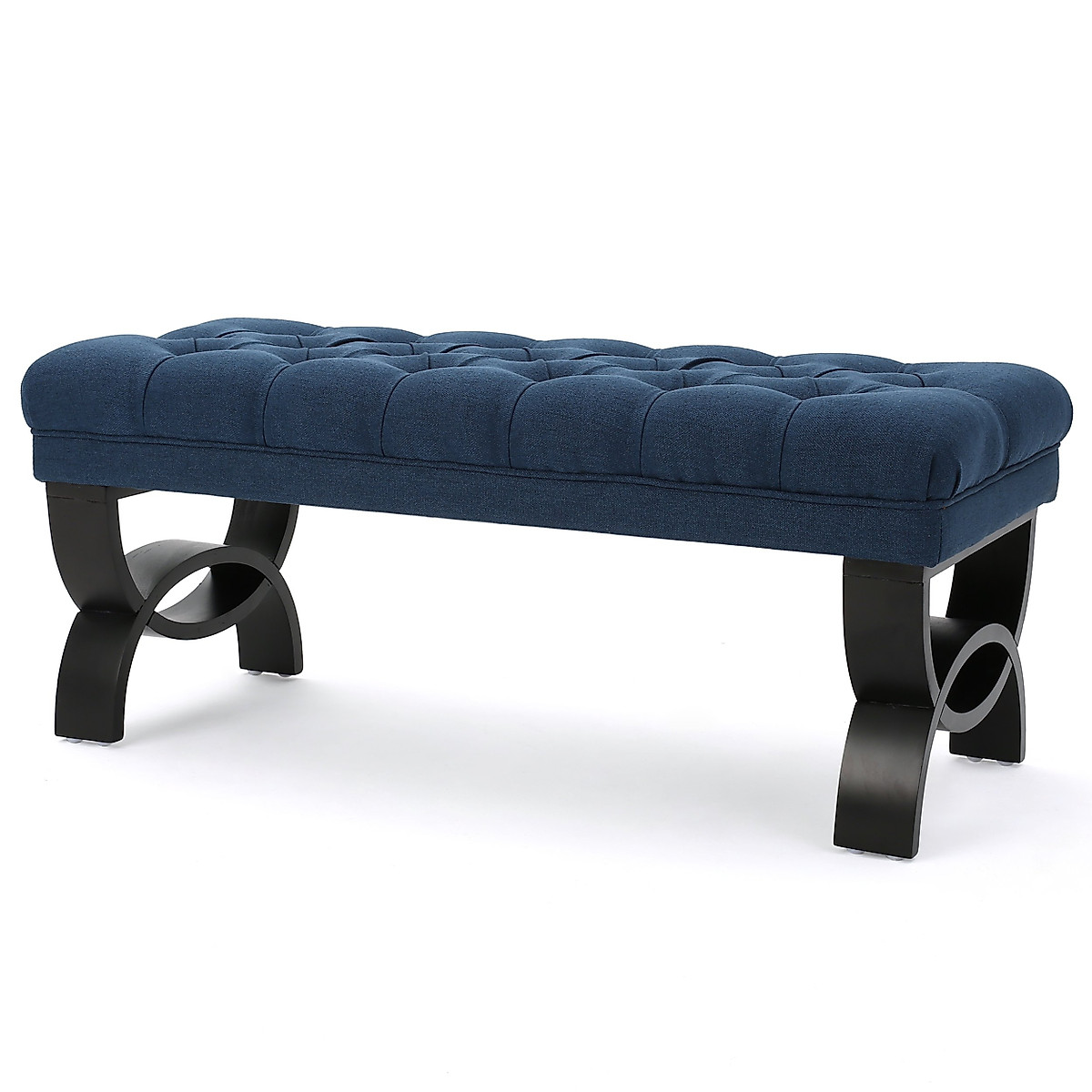 Christopher Knight Home Scarlett Fabric Ottoman Bench, Dark Blue 17.25”D x 41.00”W x 16.75”H