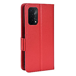 Diaobaolee Case Compatible with Oppo A54 5G,Leather Flip Case with Card Slot,Wallet Design, Magnetic Lock,Kick Stand,Leather Case for Oppo A54 5G Red