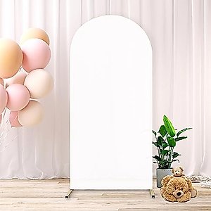 6.6FT Arch Backdrop Cover White Arch Backdrop Stand Covers Fabric Spandex Fit Round Top Backdrop for Wedding Birthday Party Banquet Decoration