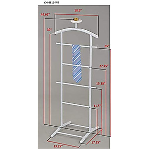 KB Designs - Suit & Tie Freestanding Valet Stand Clothing Organizer Rack, White